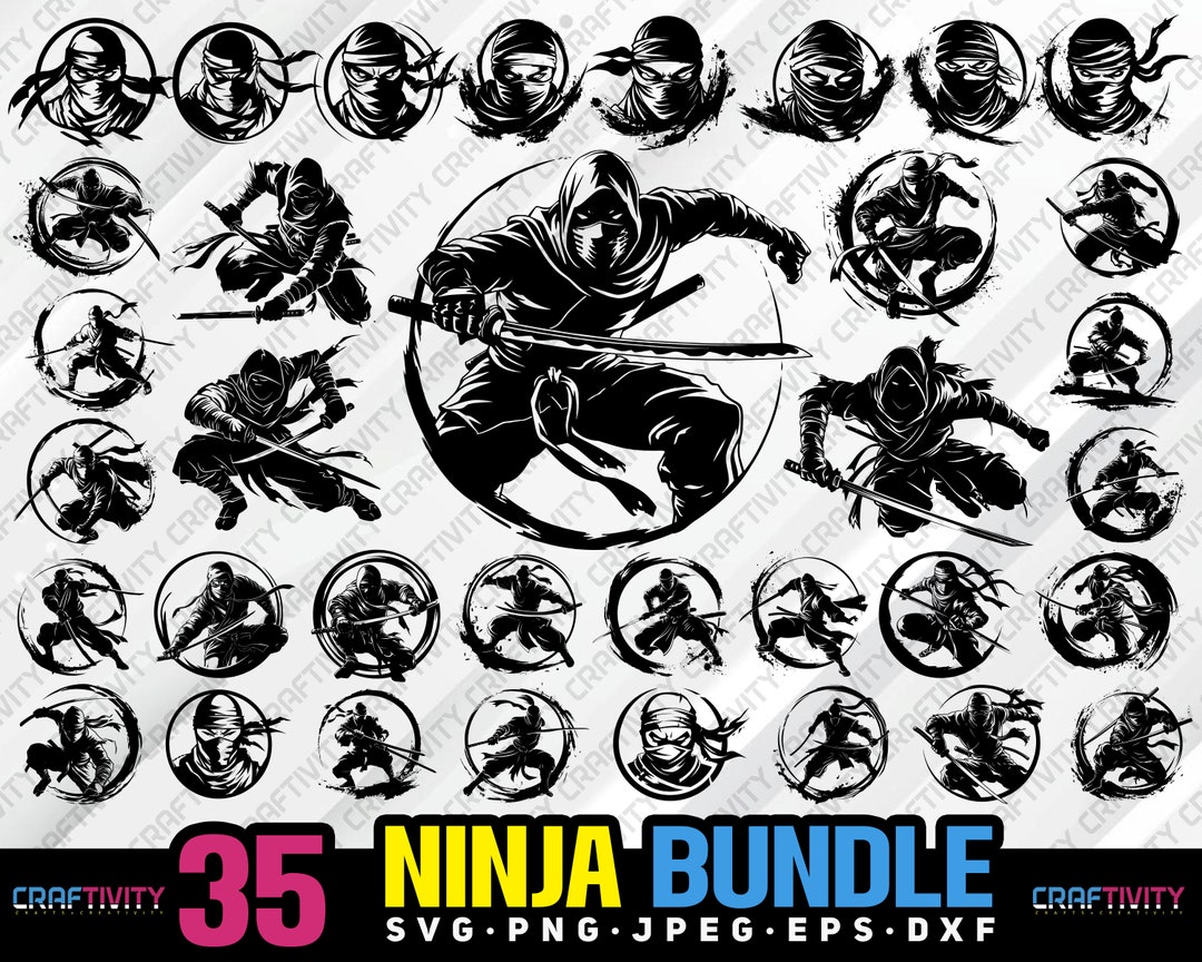 Ninja Bundle Svg Png Jpeg Eps Dxf Bundle Silhouette Clipart Cricut ...