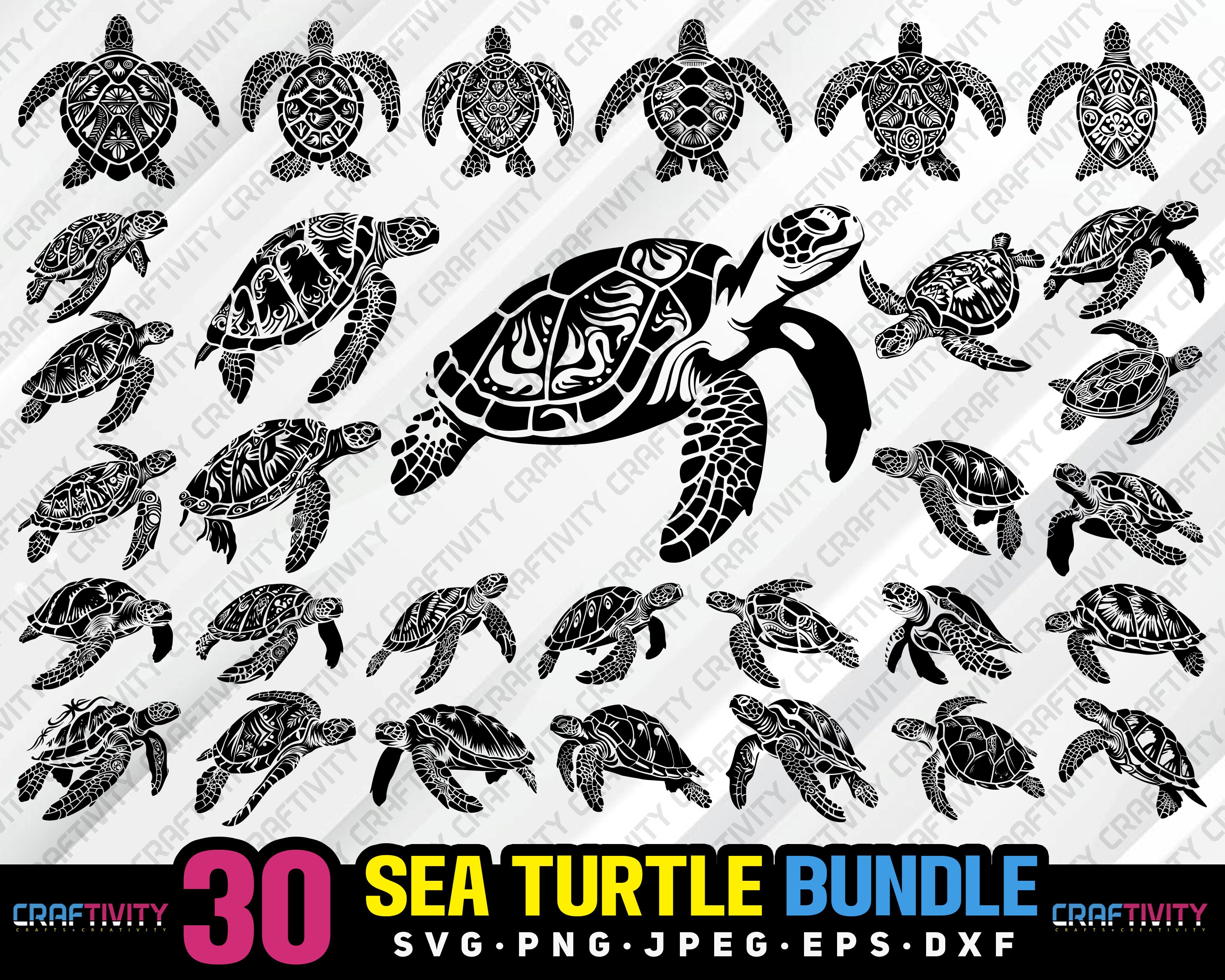 Sea Turtle SVG Bundle: Tribal Tattoo Clipart (digital Download) - Etsy