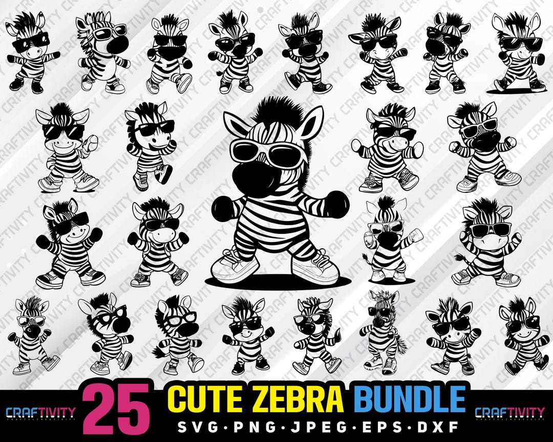Dancing Zebra Clipart Bundle, Animal SVG (digital Download - Etsy