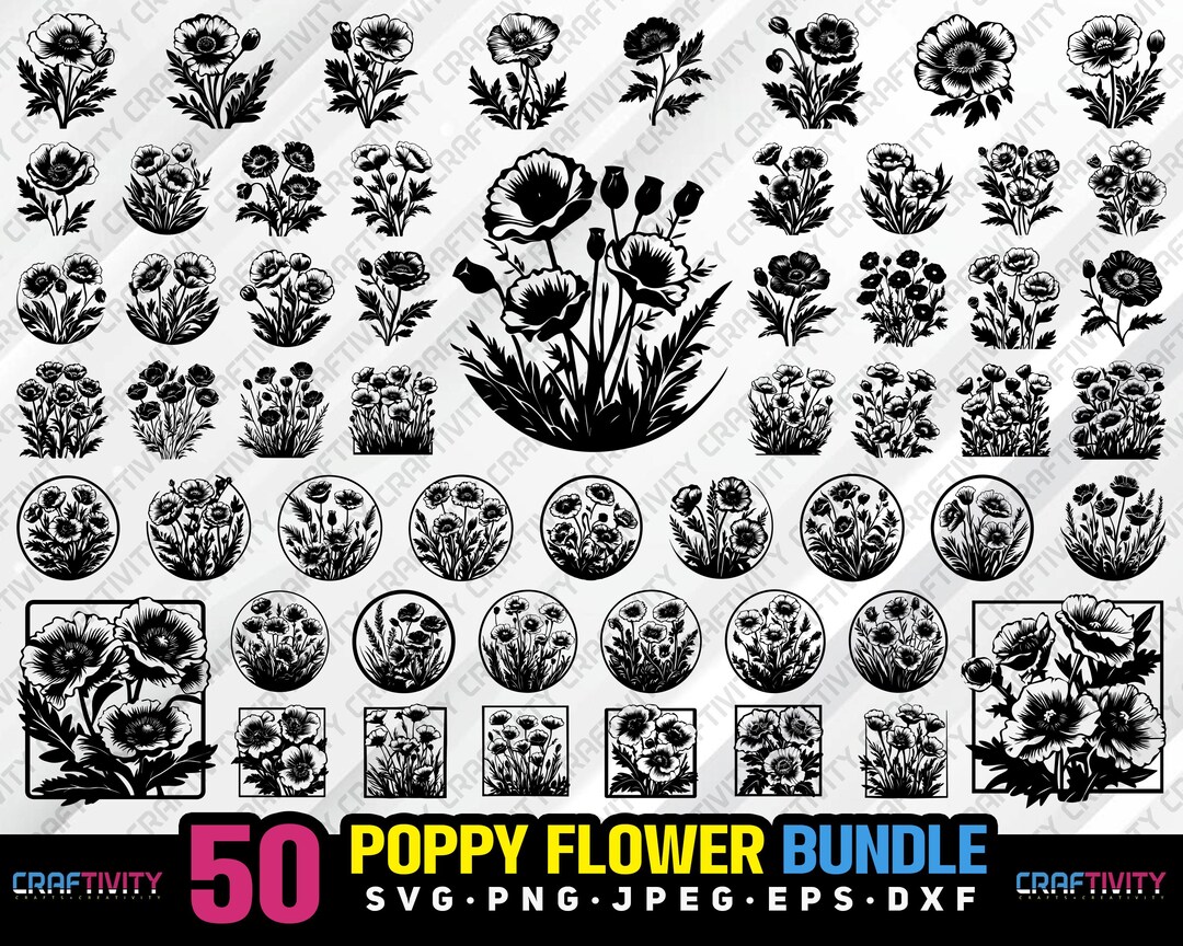 Poppy Flower Vector Bundle (svg, Png, Jpg, Eps, Dxf) (digital Download ...