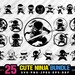 Cute Ninja Bundle Svg Png Jpeg Eps Dxf Engrave Silhouette Clipart ...