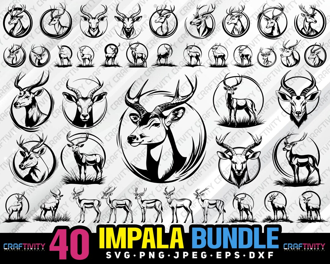 Impala Bundle Svg Png Jpg Eps Dxf Bundle Silhouette Clipart Cricut ...