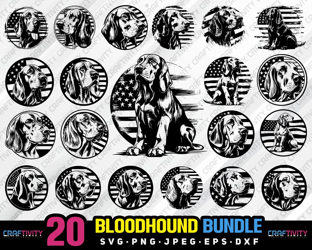 Bloodhound Dog USA Flag Vector Bundle (digital Download) - Etsy