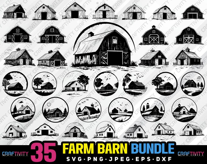 Barn Svg, Farm Svg, Farmer Svg, Barn Door Svg, Barnyard Svg Silhouette ...