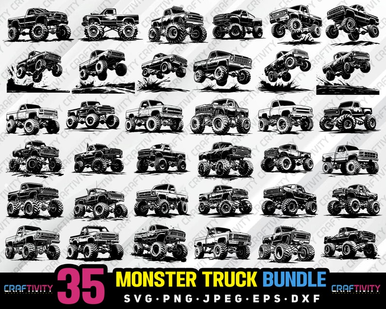 Monster Truck Vector Bundle (svg, Png, Jpg, Eps, Dxf) - Etsy