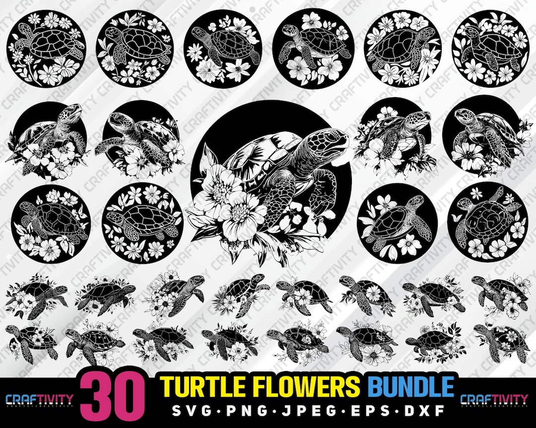 Turtle Flowers SVG Bundle: Sea Turtle Clipart (digital Download) - Etsy
