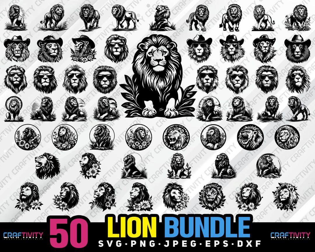 Floral Cowboy Lion Vector Art Bundle (svg, Png, Jpg, Eps, Dxf) - Etsy