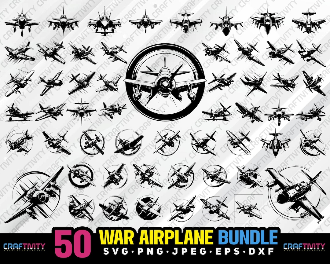 War Airplane Clipart Bundle, Vector Graphics (svg, Png, Jpeg, Eps, Dxf ...