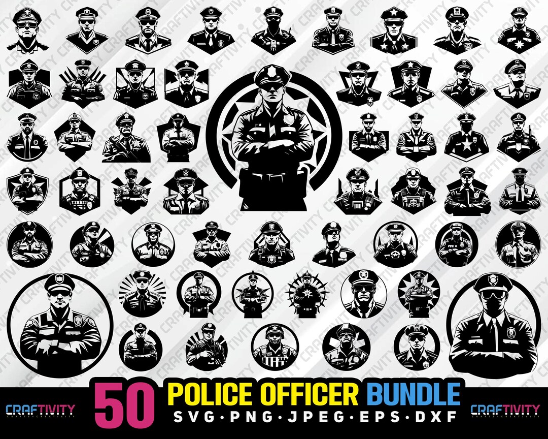 Police Officer Clipart Bundle: Vector Graphics (svg, Png, Jpg, Eps, Dxf ...
