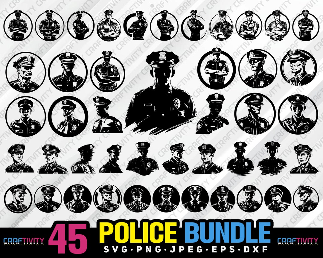 Police Officer Bundle Svg Png Jpg Eps Dxf Bundle Silhouette Clipart ...