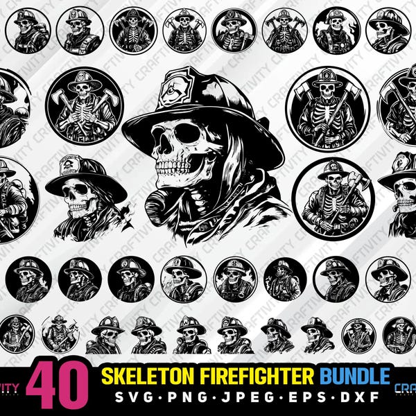 Firefighter Clipart Black and White - Etsy