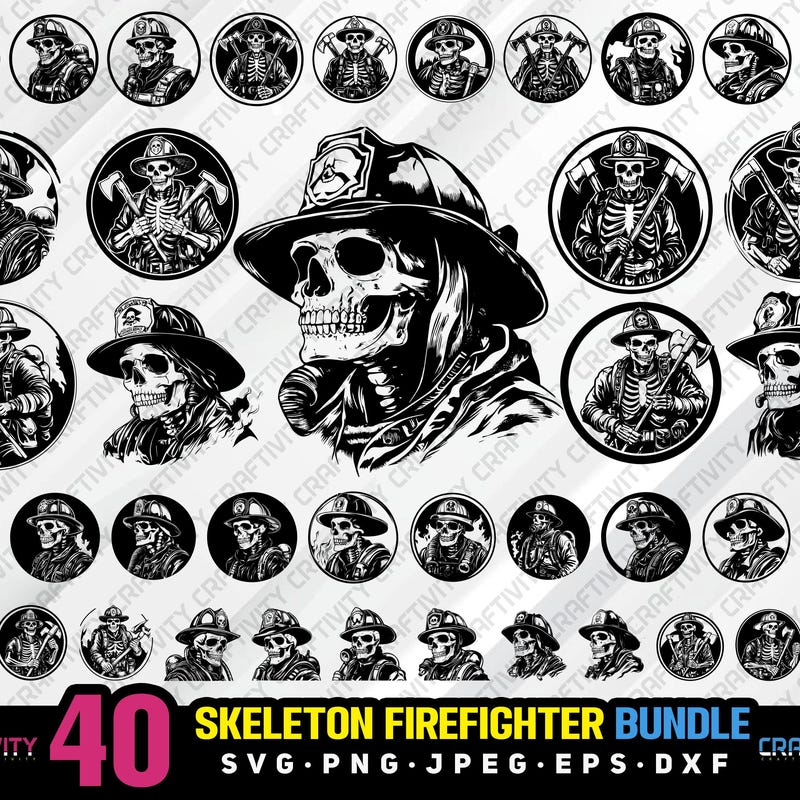 Firefighter Clipart Black and White - Etsy