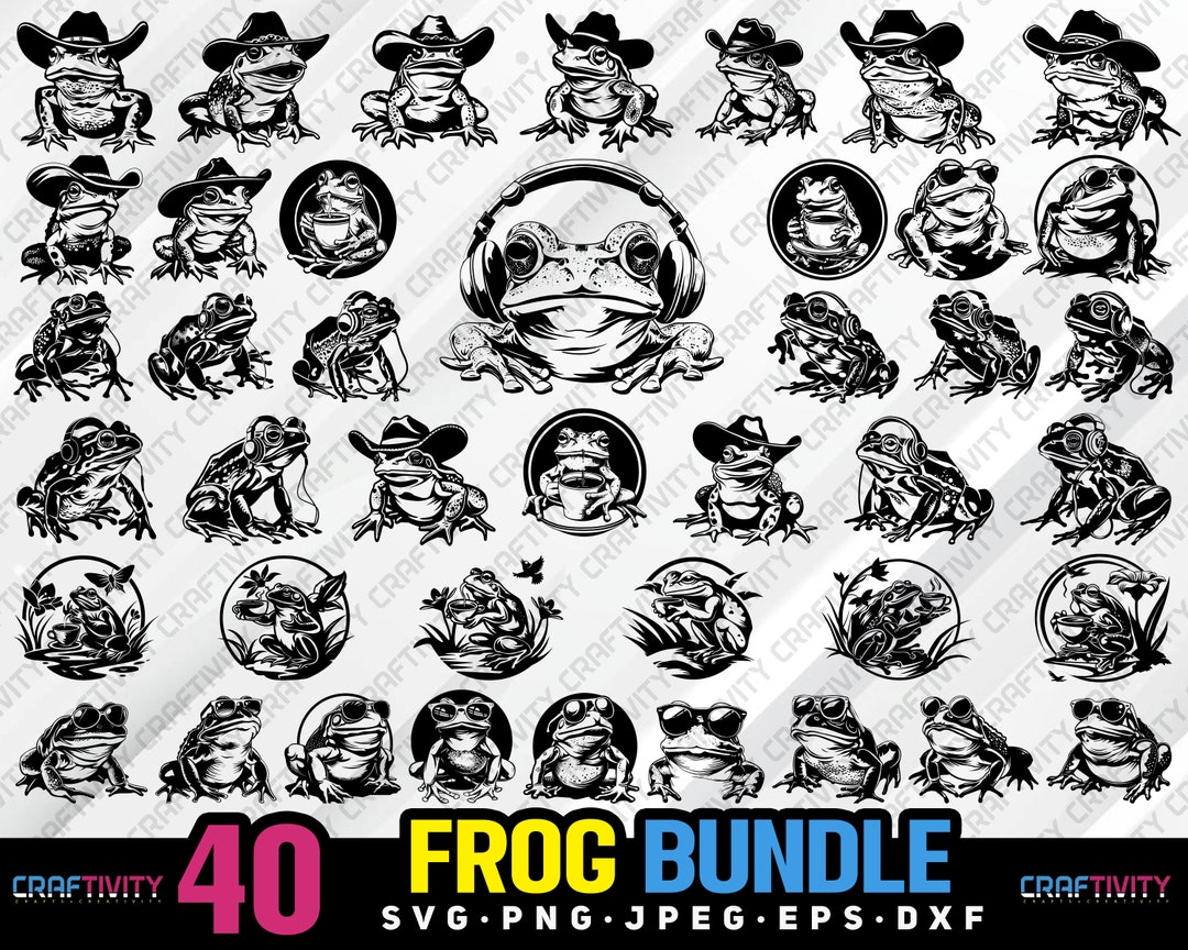 Frog Bundle Svg Png Jpeg Eps Dxf Bundle Silhouette Clipart Cricut ...