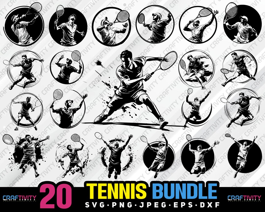 Tennis Bundle Svg Png Jpg Eps Dxf Bundle Silhouette Clipart Cricut ...