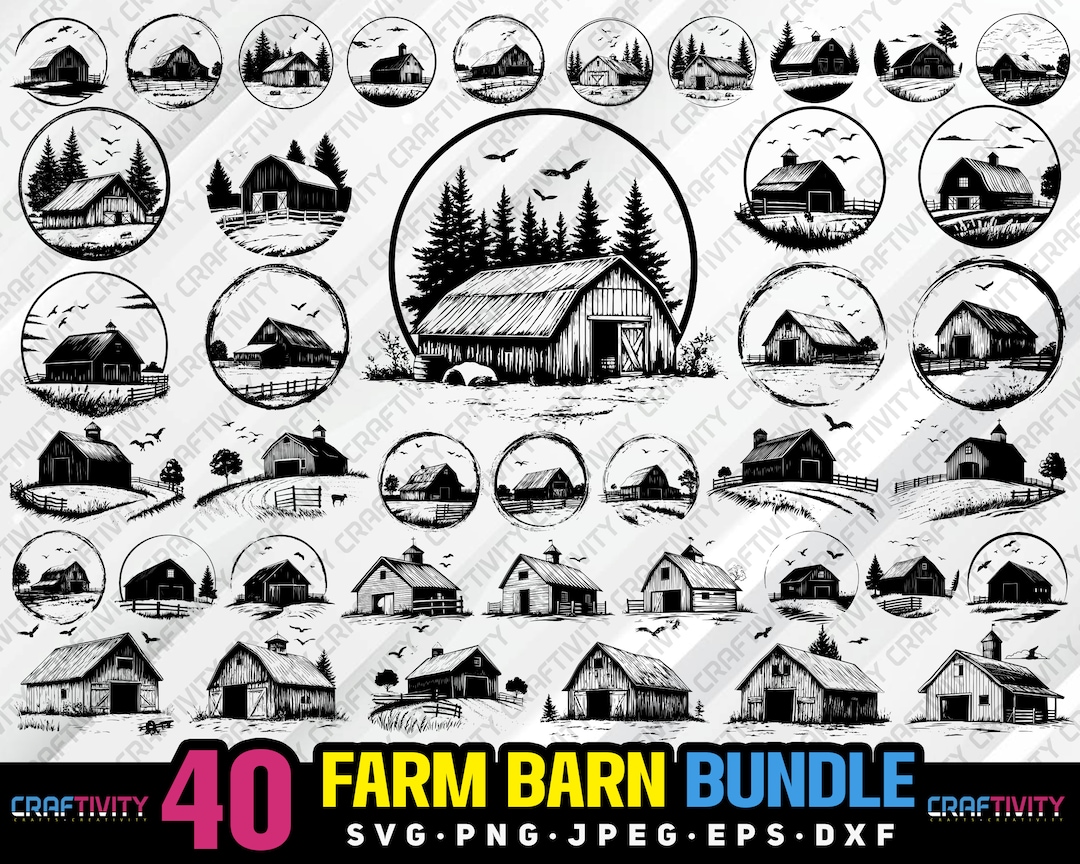 Farm Barn Vector Bundle, Silhouette Clipart (digital Download) - Etsy