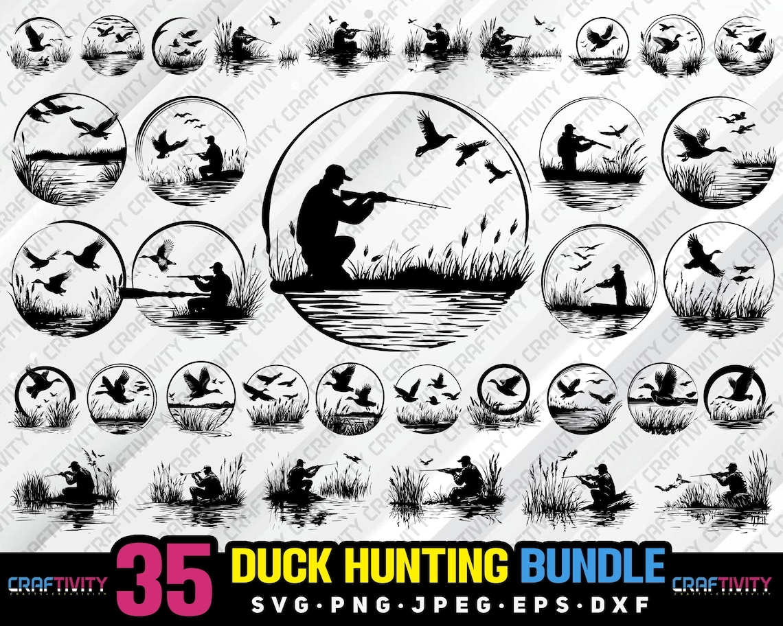 Duck Hunting Bundle Svg Png Jpeg Eps Dxf Bundle Silhouette Clipart ...