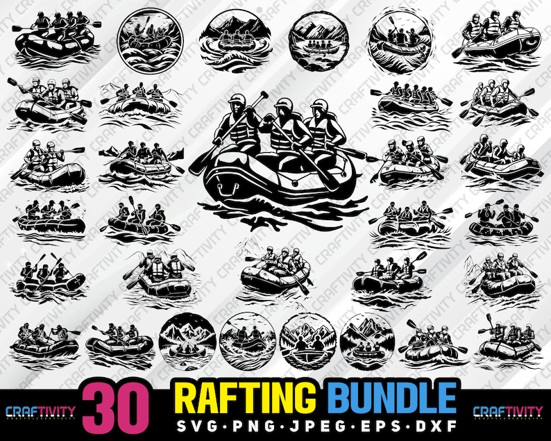 Rafting Bundle Svg Png Jpeg Eps Dxf Bundle Silhouette Clipart Cricut ...