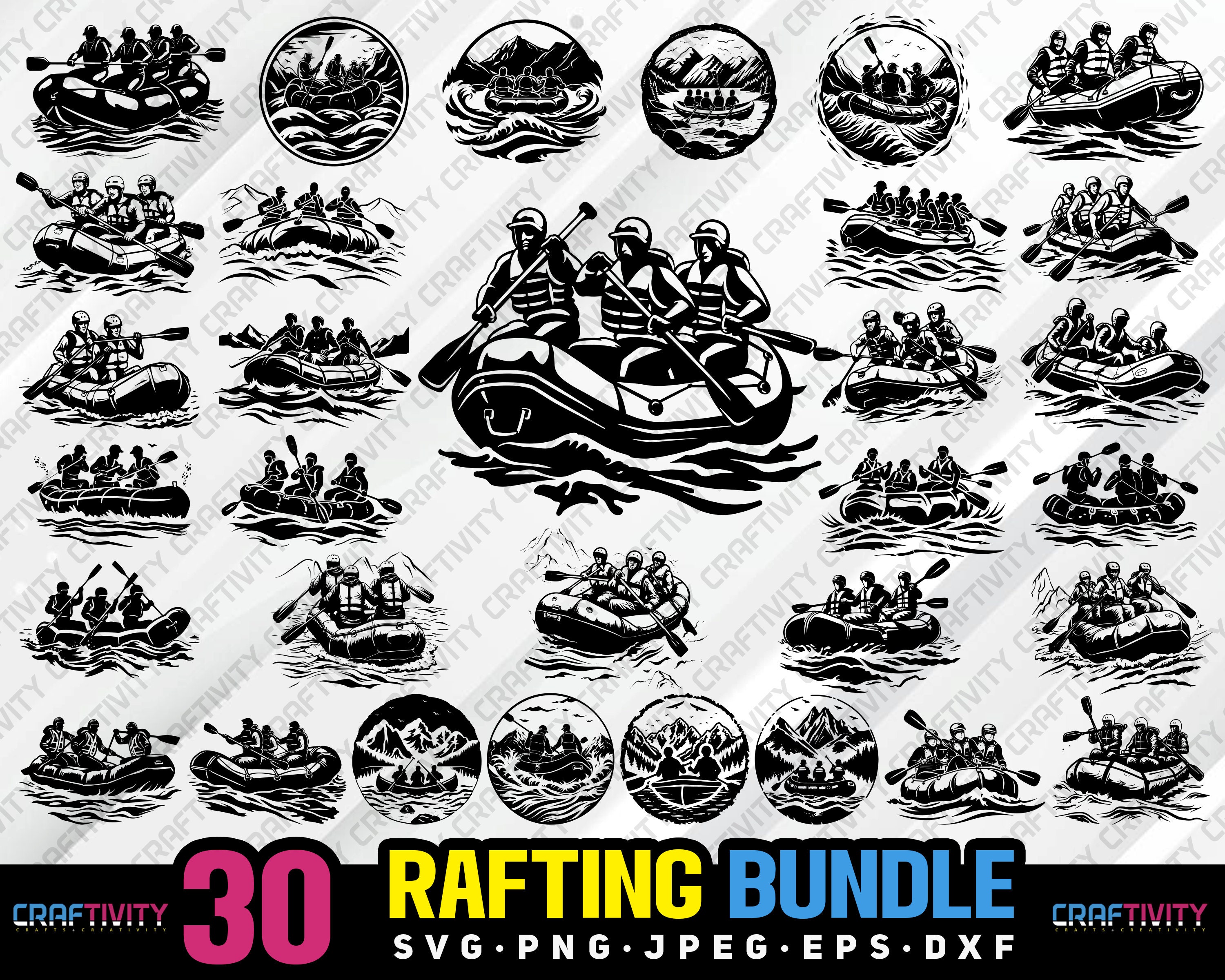Rafting Bundle Svg Png Jpeg Eps Dxf Bundle Silhouette Clipart Cricut ...