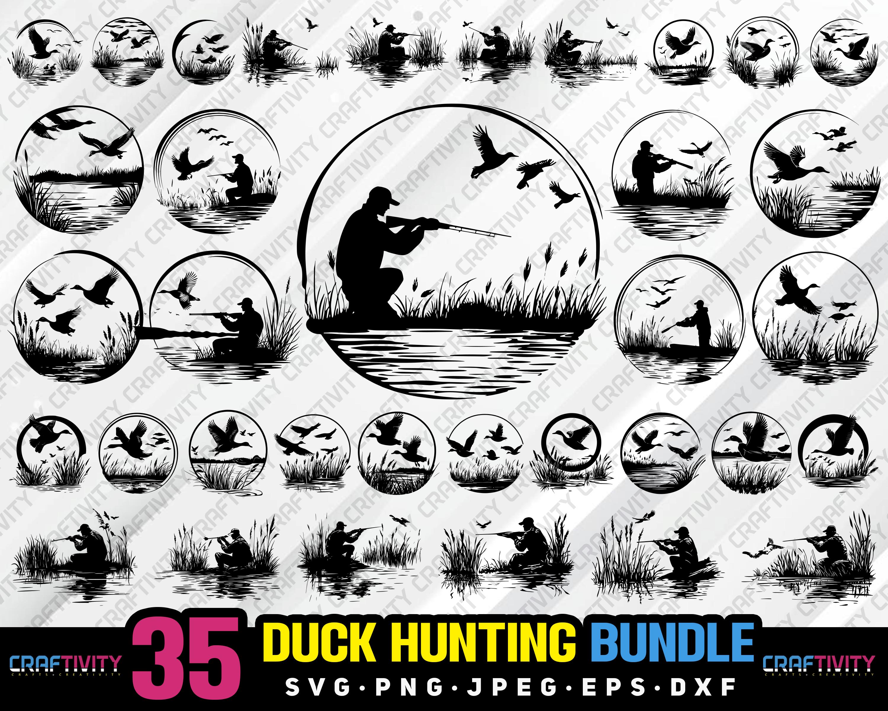 Duck Hunting Bundle Svg Png Jpeg Eps Dxf Bundle Silhouette Clipart ...
