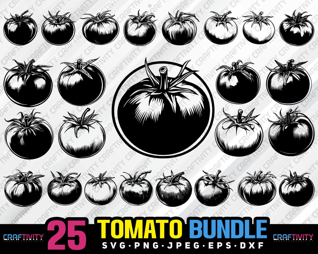 Tomato Bundle Svg Png Jpeg Eps Dxf Engrave Silhouette Clipart Cricut ...