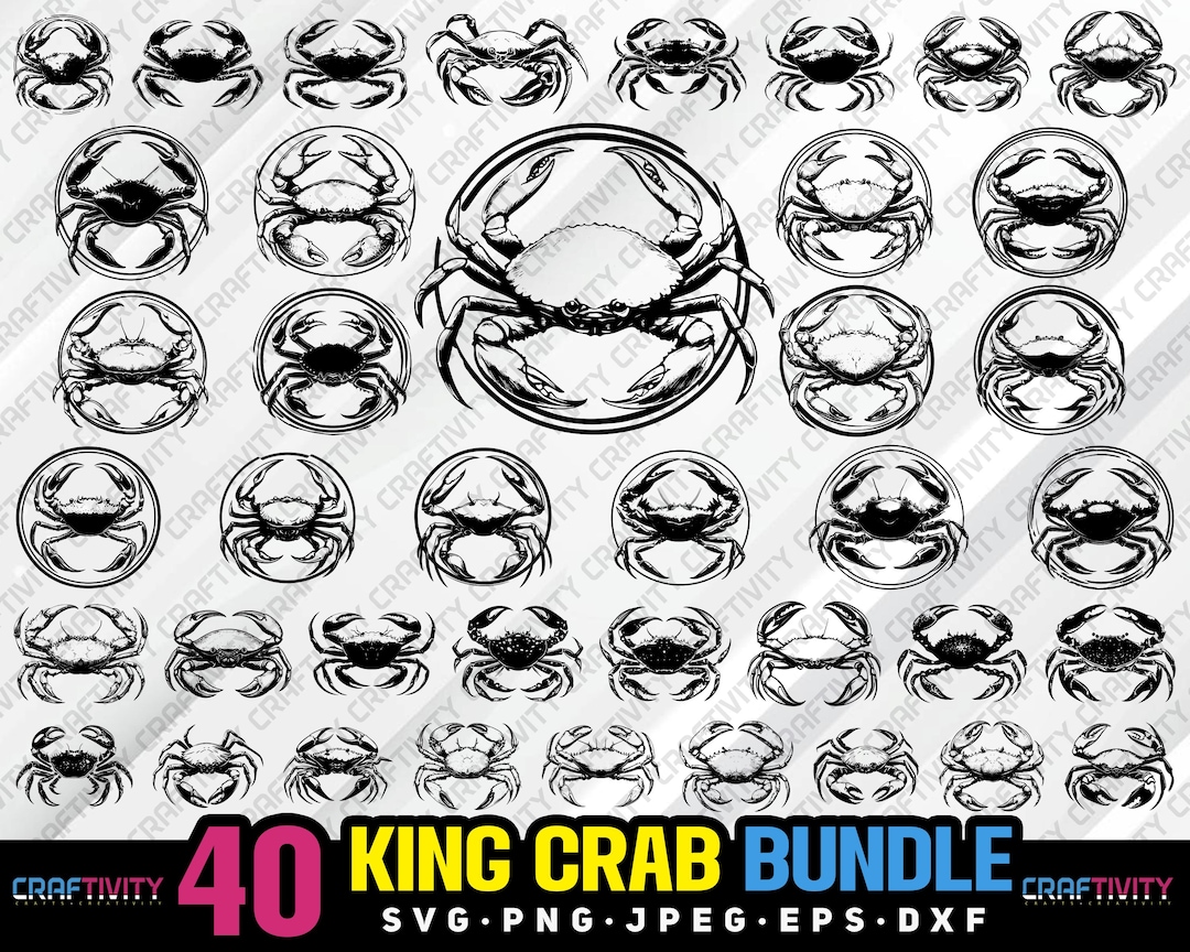 King Crab Bundle Svg Png Jpeg Eps Dxf Engrave Silhouette Clipart Cricut ...