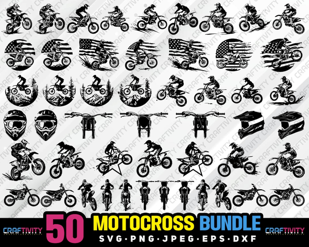 Motocross Bundle Svg Png Jpeg Eps Dxf Bundle Silhouette Clipart Cricut ...