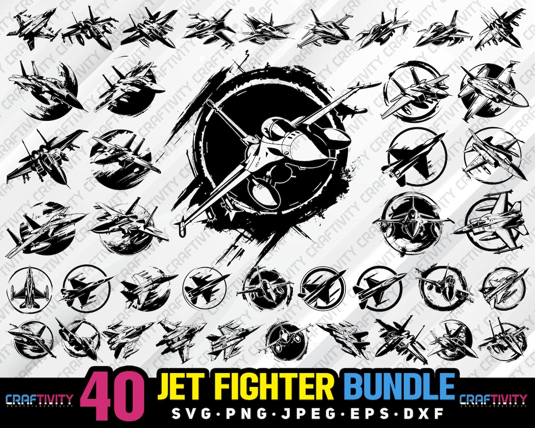 Jet Fighter Bundle Svg Png Jpeg Eps Dxf Bundle Silhouette Clipart ...