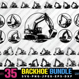 Backhoe Bundle Svg Png Jpg Eps Dxf Engrave Silhouette Clipart Cricut ...