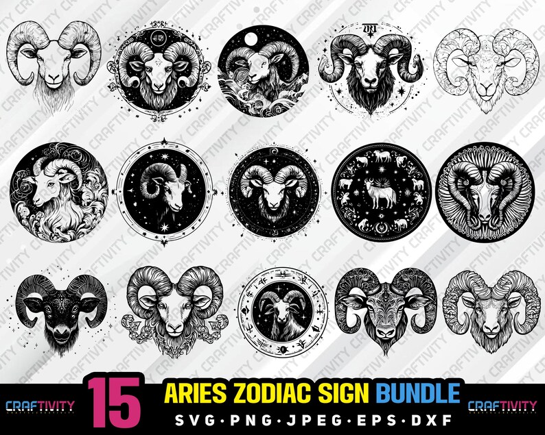 Aries Bundle Svg Png Jpeg Eps Dxf Engrave Silhouette Clipart Cricut ...