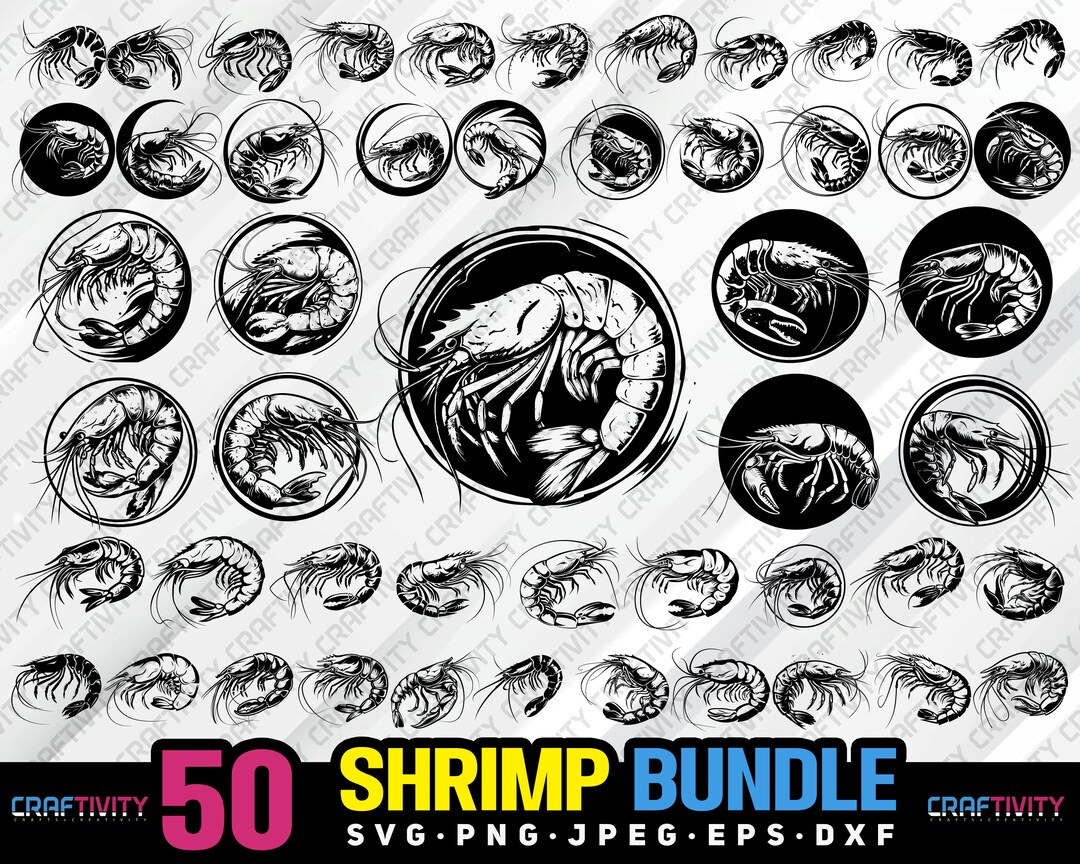 Shrimp Bundle Svg Png Jpeg Eps Dxf Bundle Silhouette Clipart Cricut ...