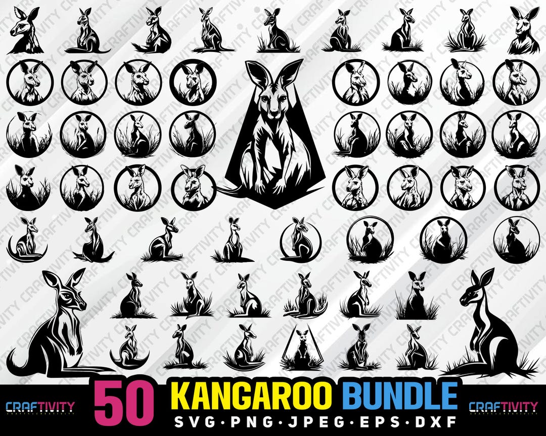 Kangaroo SVG Bundle: Australia Animal Clipart for Cricut (digital ...