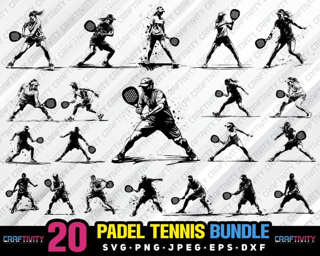 Padel Tennis Bundle Svg Png Jpeg Eps Dxf Engrave Silhouette Clipart ...