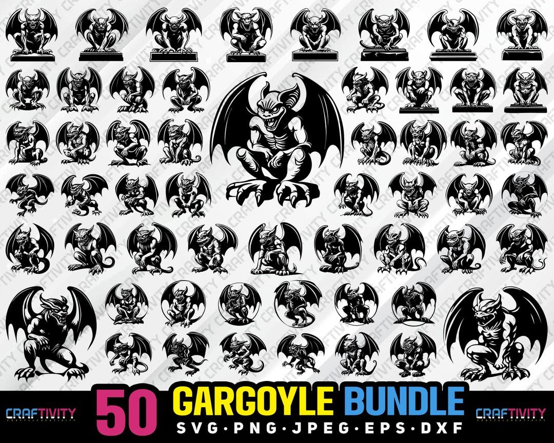 Gargoyle Bundle Svg Png Jpeg Eps Dxf Bundle Silhouette Clipart Cricut ...