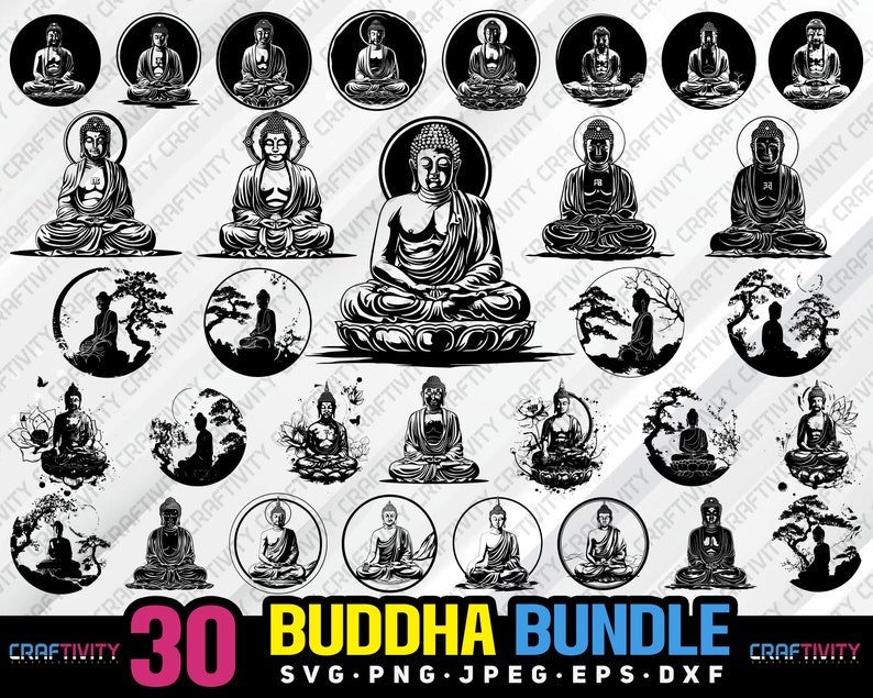 Buddha Bundle Svg Png Jpeg Eps Dxf Bundle Silhouette Clipart Cricut ...