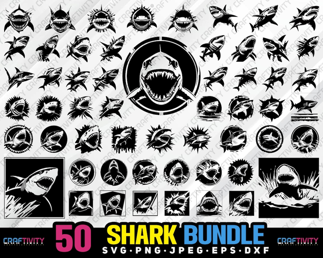 Shark Vector Clipart Bundle (svg, Png, Jpg, Eps, Dxf) - Etsy
