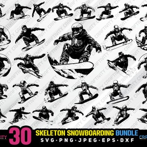 Skeleton Snowboarding Bundle Svg Png Jpg Eps Dxf Bundle Silhouette ...