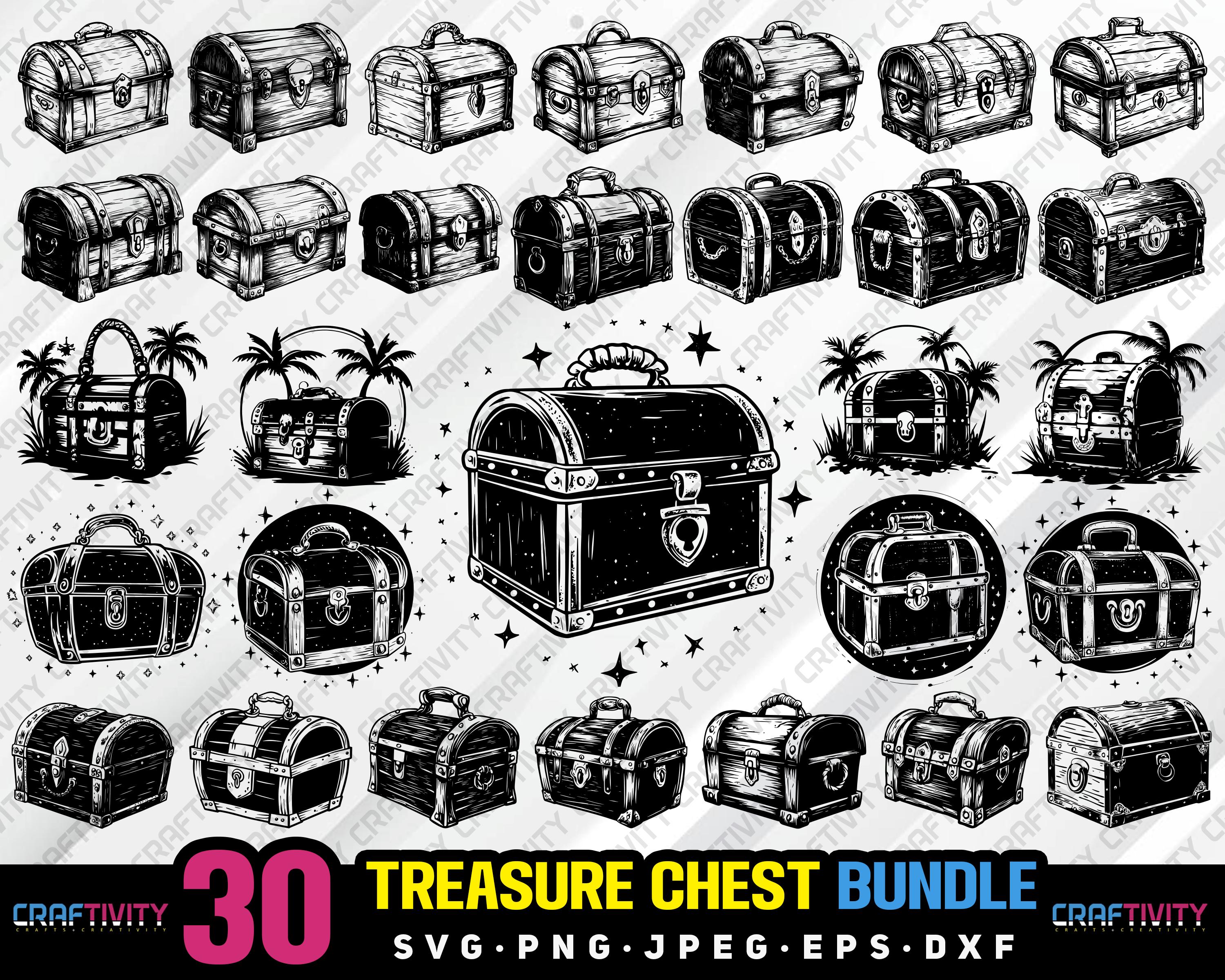 Treasure Chest Bundle Svg Png Jpg Eps Dxf Bundle Silhouette Clipart ...