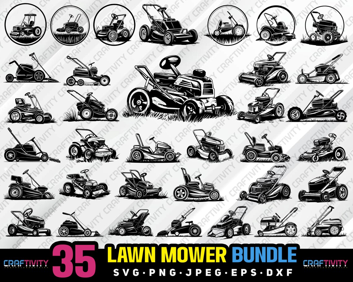 Lawn Mower SVG Bundle: Grass Cutter Clipart (digital Download) - Etsy