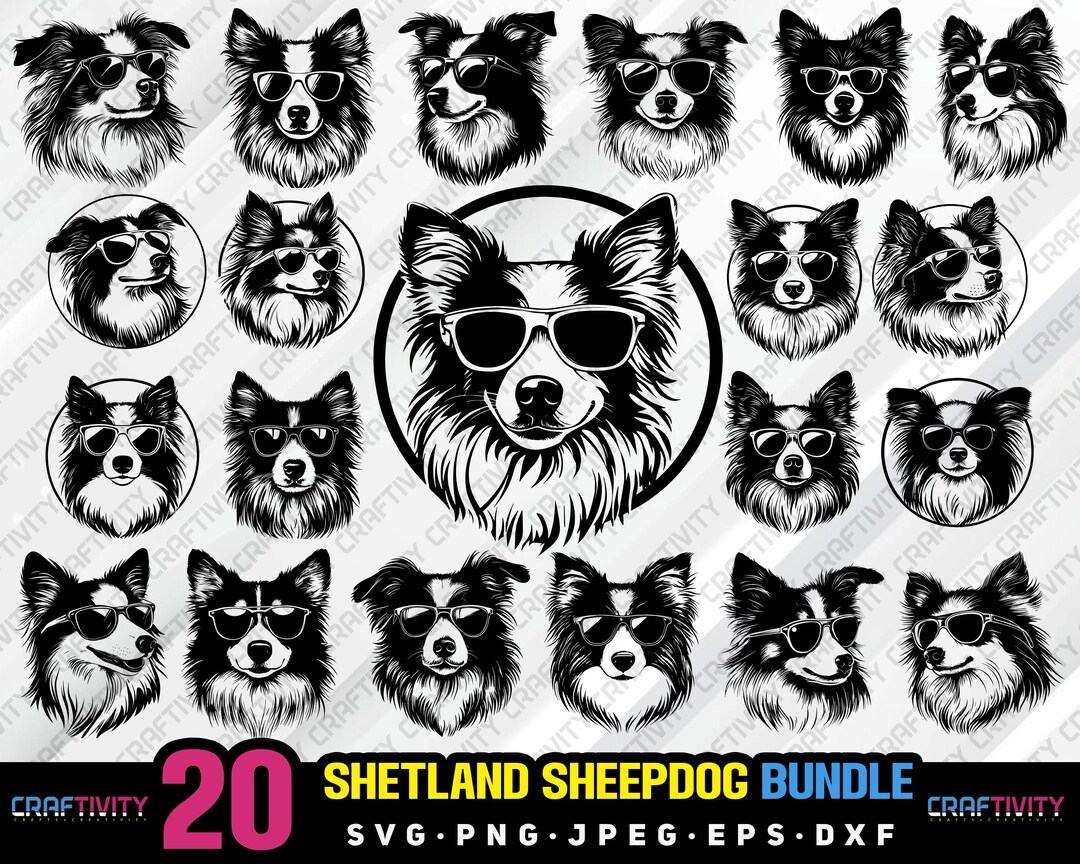 Shetland Sheepdog SVG Bundle, Dog With Sunglasses (digital Download) - Etsy