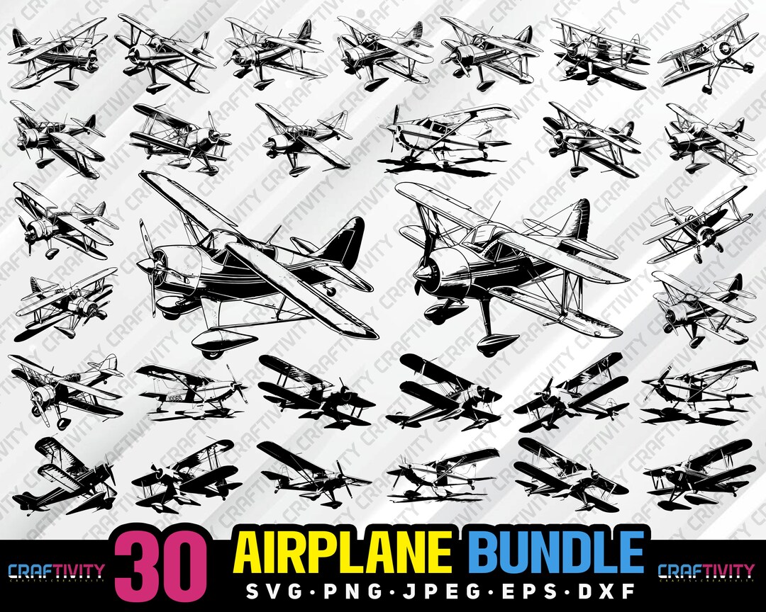 Light Plane Bundle Svg Png Jpeg Eps Dxf Bundle Silhouette Clipart ...