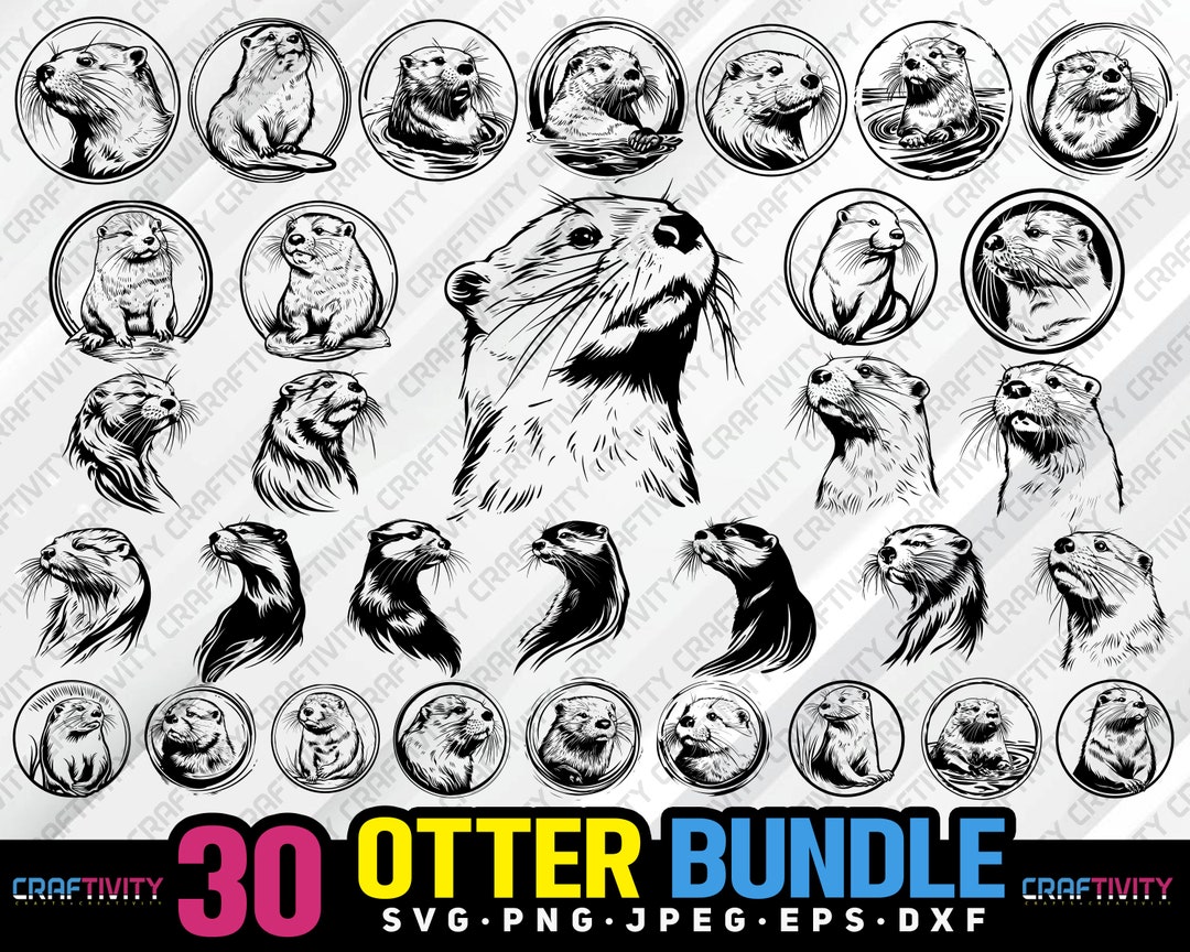 Otter Bundle Svg Png Jpeg Eps Dxf Bundle Silhouette Clipart Cricut ...