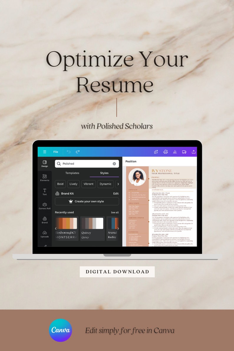 Polished Resume Multiple Templates 100% Customizable Minimalist Resume ...
