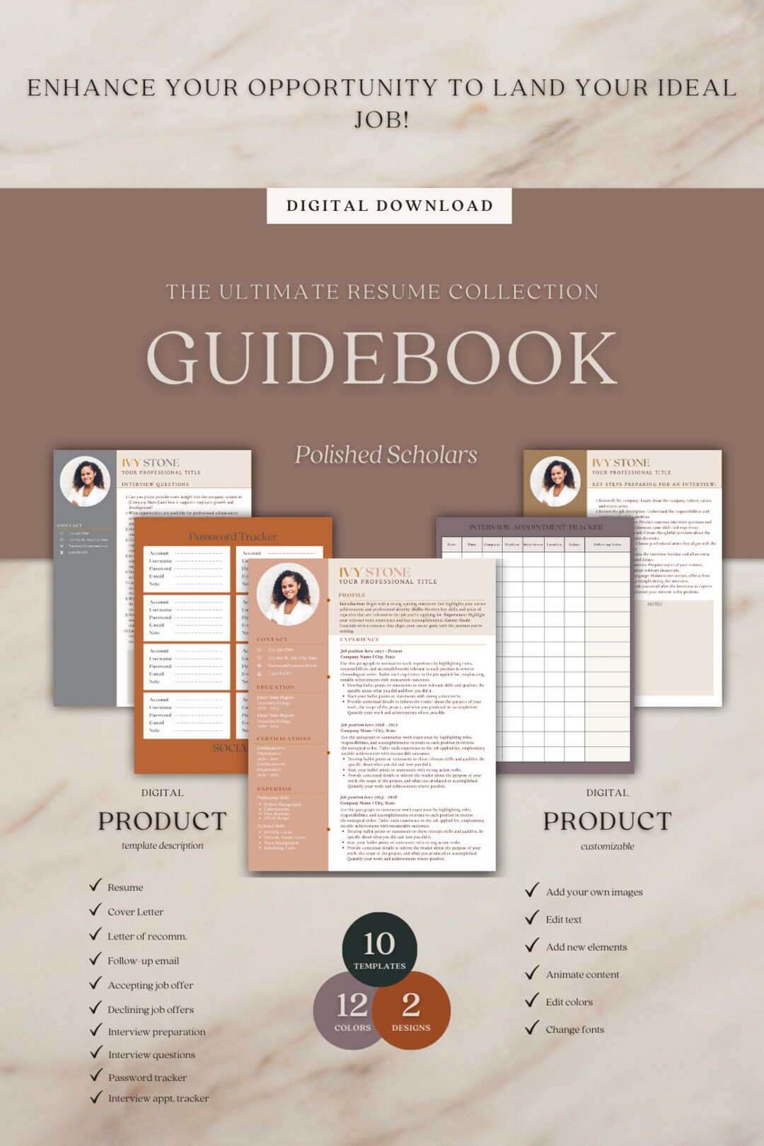 Polished Resume | Multiple Templates | 100% Customizable | Minimalist ...