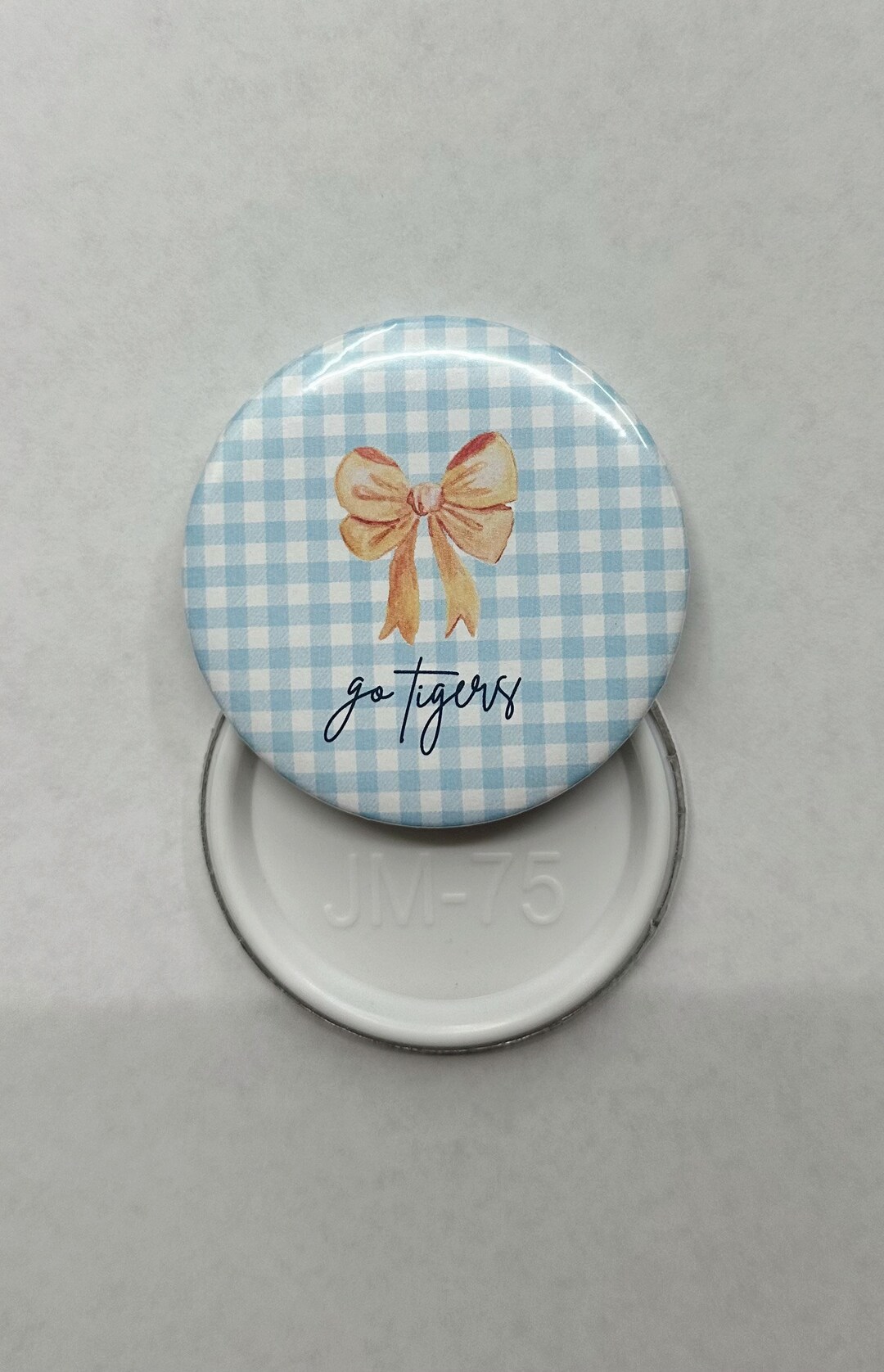 Go Tigers Bow/ Gingham 3" Button - Etsy