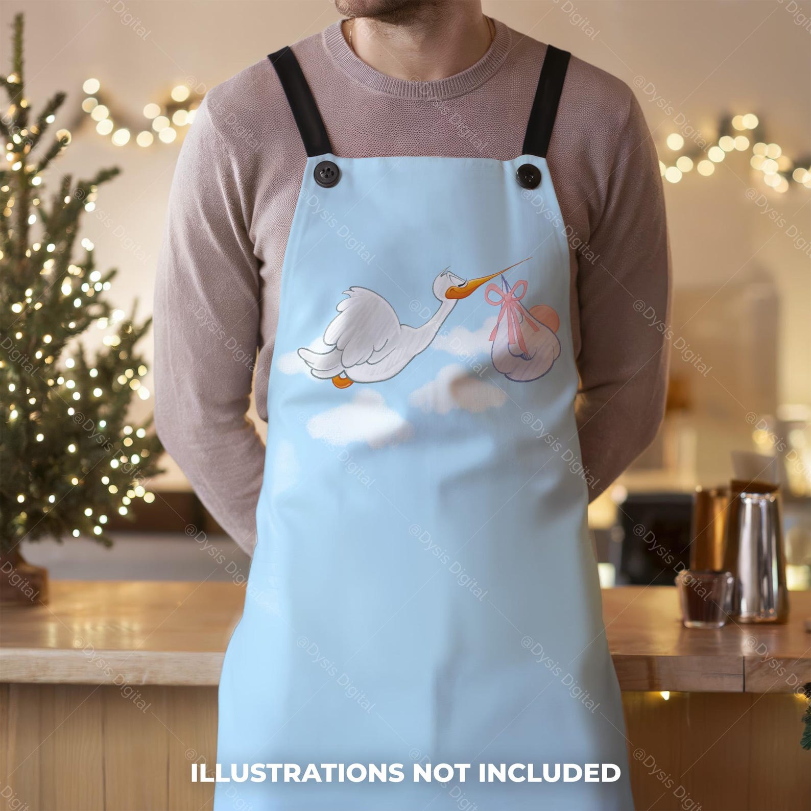Apron Mockup With Transparent Overlay, White Apron & Black Straps, POD ...