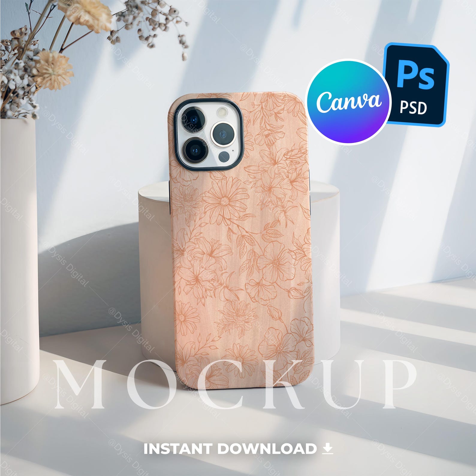 IPhone 16 Case Mockup, White Tough Phone Case Template, Editable Psd ...