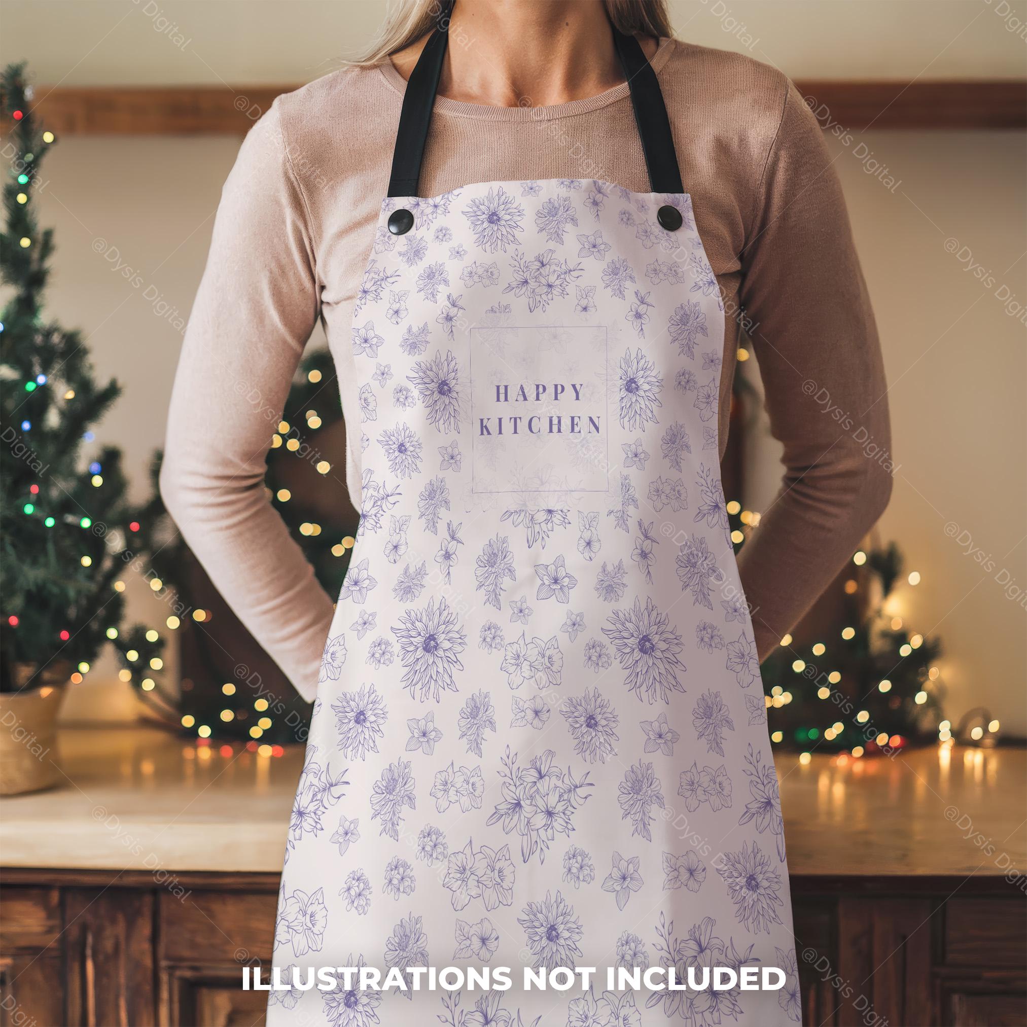 Apron Mockup With Transparent Overlay, White Apron & Black Straps, POD ...