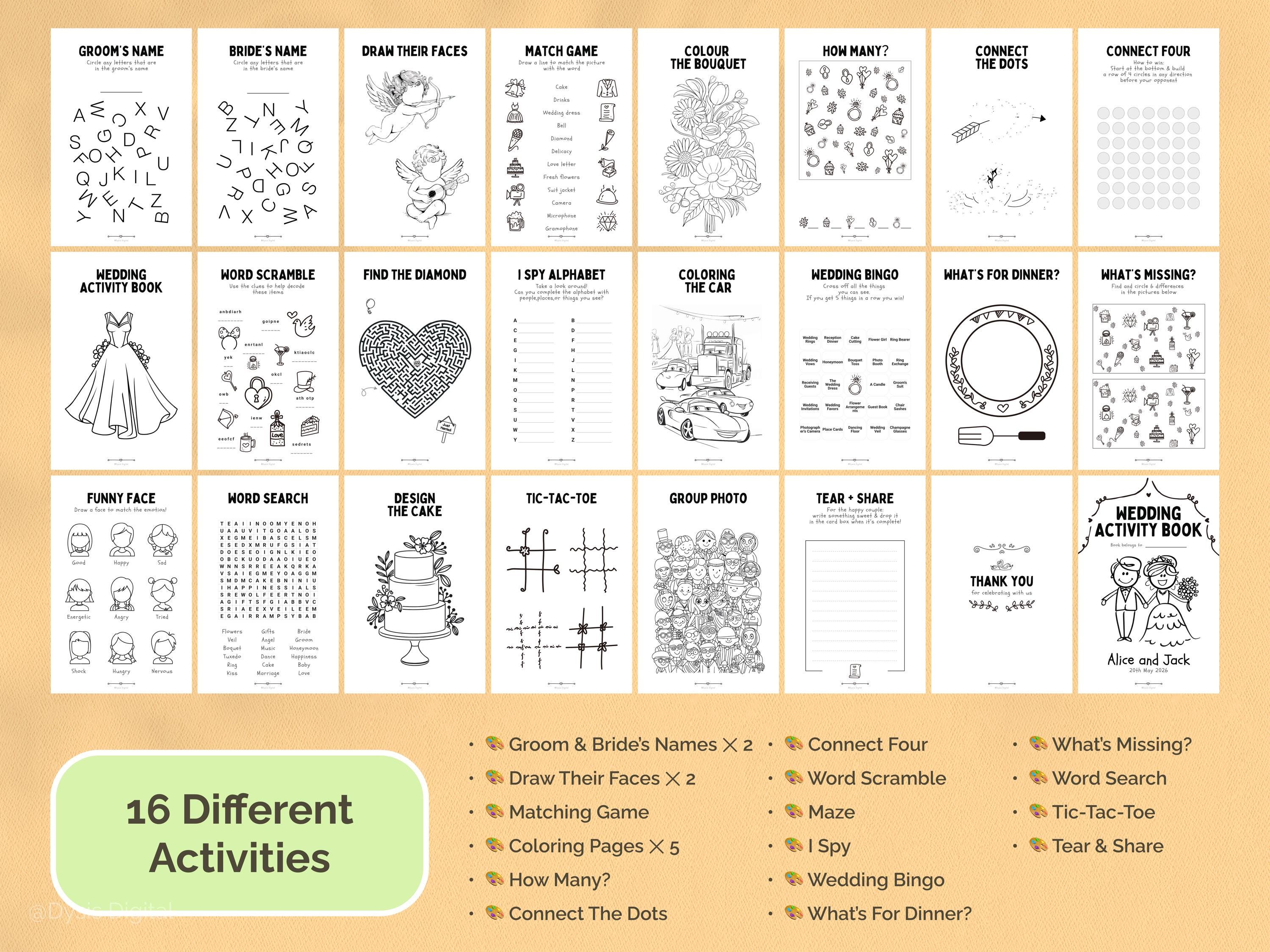 Custom Wedding Activities Kids Coloring Book | Personalized Children’s ...