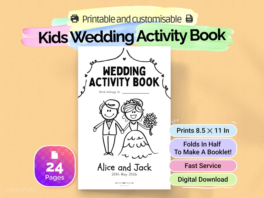 Custom Wedding Activities Kids Coloring Book | Personalized Children’s ...