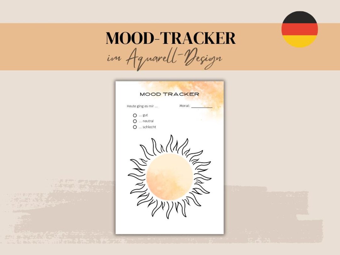 MOOD TRACKER in Watercolor Motif digital Mood Barometer, Mood Tracking ...